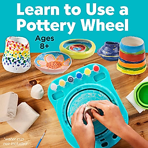 Faber-Castell Pottery Studio - Kids Pottery Wheel Kit for Ages 8+, Complete Pottery Wheel and Painting Kit for Beginners, 3 lbs of Sculpting Clay , Blue
