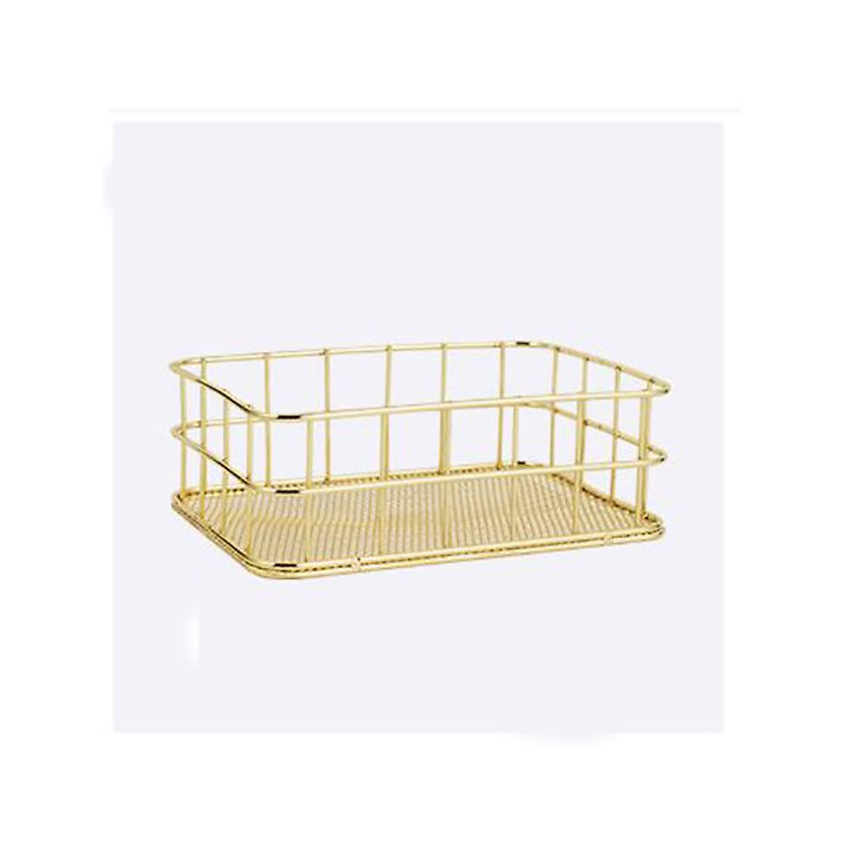 AESGXTU Gold Metal Storage Basket Desktop Iron Grid Simple Snack Storage Tray for Home Decor＆Orderly Storage (Small)