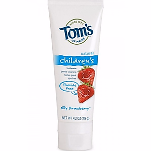 Tom's Of Maine Natural Children's Fluoride Free Toothpaste, Silly Strawberry 4.20 oz (Pack of 12)