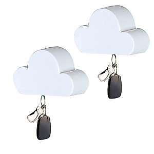 hivillexun Magnetic Key Holder, [2 Pack] Magnetic Key Rack Organizer Keychains Hooks with Adhesive Magnetic Key Ring Holder for Wall Door (White)