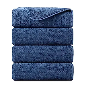 Tigona 4 Pack Bath Towels Extra Large 35"x 70"Highly Absorbent Quick Dry Large Bath Towels Oversized Microfiber Bath Sheets Soft Bulk Towels for Bathroom Kitchen Spa Hotel Gym Pet(Navy)