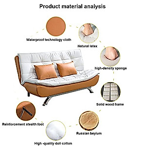 JHKZUDG Sofa Bed,2 Seater Sofa Technology Cloth Recliner Sleeper Sofa,3 Angles Adjustable Back with Chrome Legs,Convertible Folding Sofa Bed, for Living Room Bed Room,Blue