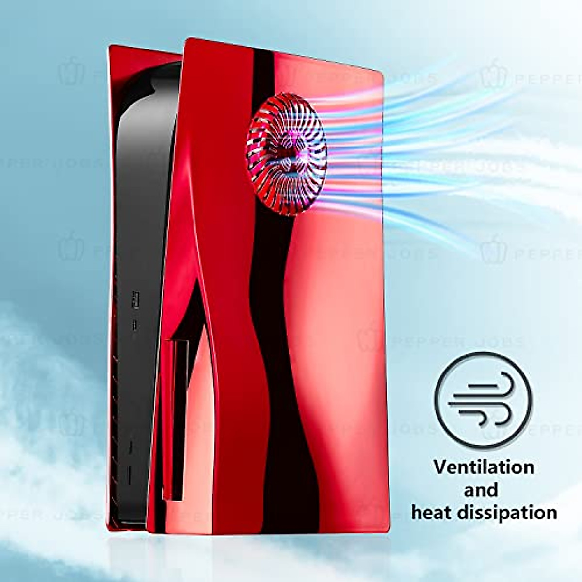 PEPPER JOBS Electroplating Red Vent Heat Console Cover Hard Shockproof Console Skin Case ABS Anti-Scratch Dustproof for Console Disc Edition
