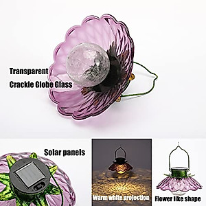 Solar Lantern Outdoor Crackle Globe Glass Solar Lights Outdoor Garden ,LED Landscape.Solar Hanging Lights. Solar Lantern Outdoor to Hang for Yard and Lawn Tree,Fence,Patio,Lawn,Walkway，1 Pack