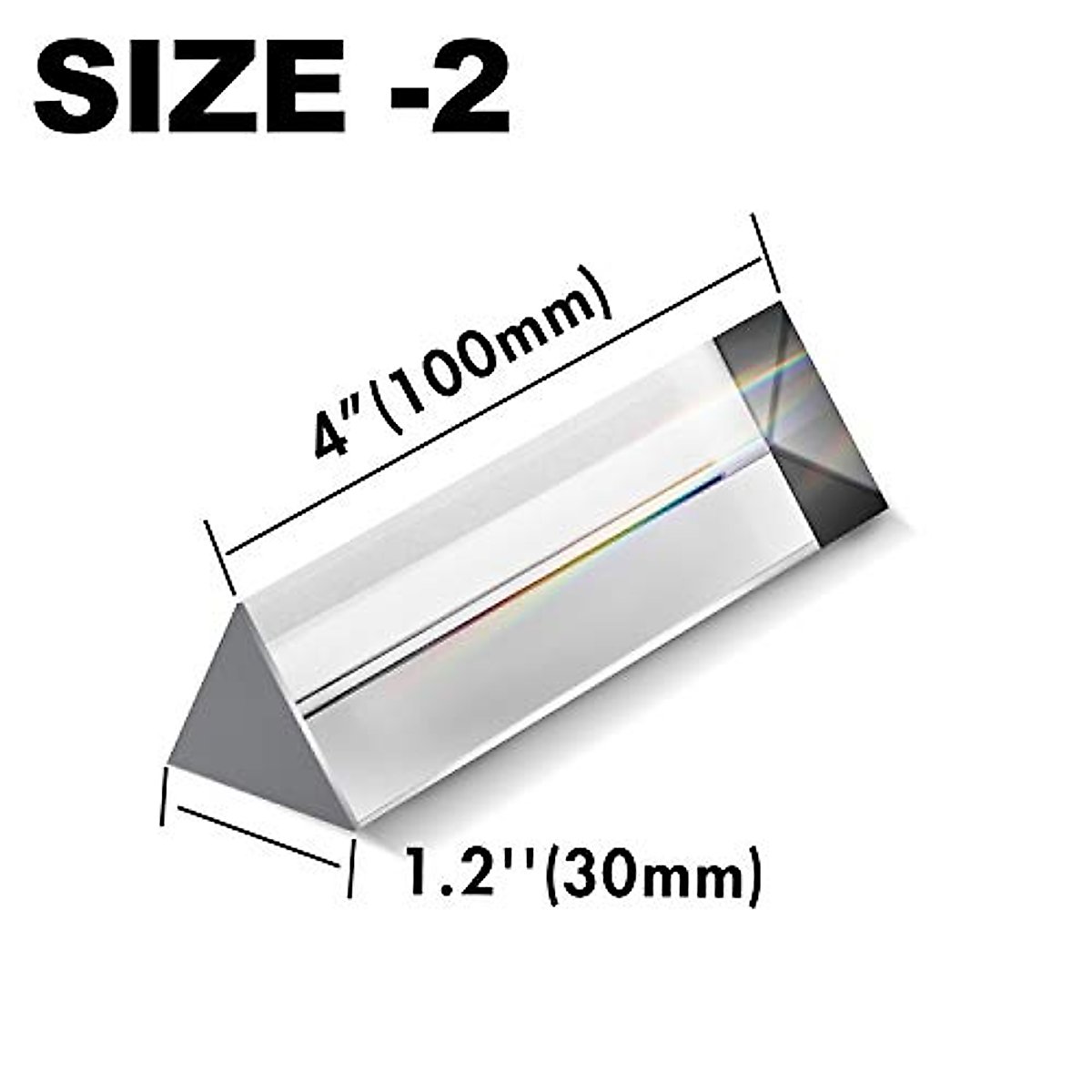 Young4us 3 Pack Crystal Optical Glass in 3 Sizes, Triangular Prism for Photography, Kids, Science, Teaching Light Spectrum, Physics and Taking Photos (Set of 3, 6 in 4 in 2 in, 150 mm 100 mm 50 mm)