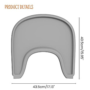 Full Cover High Chair Placemat for Stokke Tripp Trapp Baby High Chair, Silicone Placemats, High Chair Tray Finger Foods Placemat for Boys and Girls, Babies, Toddlers (Light Gray)