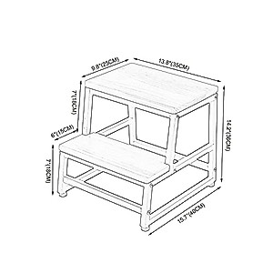 Step Stools for Adults Kids, Heavy Duty Wooden Step Stool for High Bed Kitchen Bathroom - Holds Up to 500 Lb by RORKEE, Wide, Metal, Industrial Design(Dark Walnut)