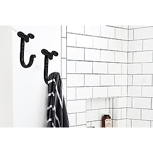 The Metal Magician Sheep Headed Iron Hooks Wall Mount Black Hanger Set of 3 Heavy Duty Towel Holder for Hanging Hats, Coat, Keys, Clothes, Bags Closet Hooks for Bathroom, Kitchen, Entryway