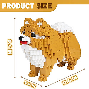 Dog Building Blocks Animal Dog Block Dog Building Set Animals Building Blocks 1:1 Life-Size Dogs Building Animal Set DIY 3D Block Toy Building Blocks for Kids Or Adult 1250PCS (Pomeranian)