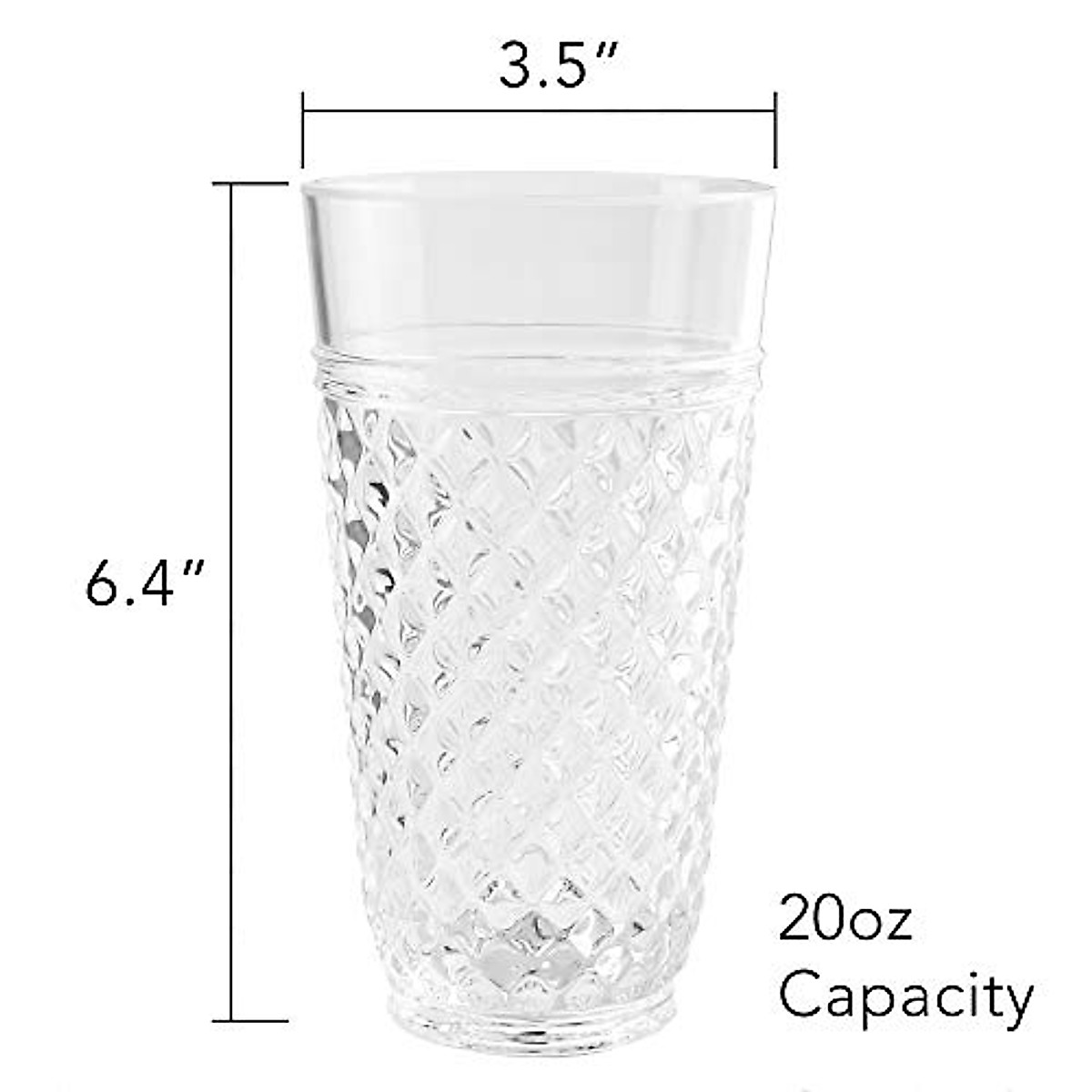 PG Drinkware Collection - Premium Quality Super Clear Acrylic 20oz Plastic Water Tumblers - Set 4