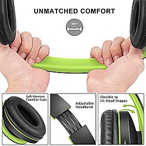 2 Items,1 Black Zihnic Over-Ear Wireless Headset Bundle with 1 Black Green Zihnic Foldable Wireless Headset