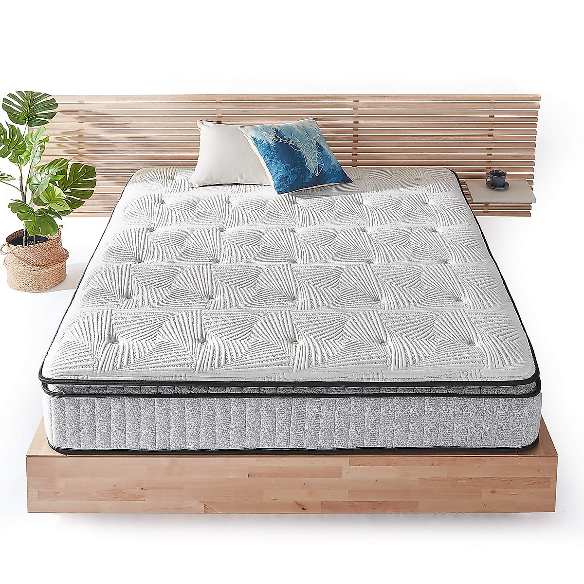 Mellow 12 Inch EIRA Hybrid Mattress Queen - Pocket Spring Gel Memory Foam, Plush Pillow Top, OEKO-TEX and CertiPUR-US certified