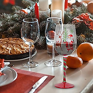 DOITOOL Christmas Goblet Glass Cup Santa Claus and Elk Glass Cups Hand Painted Holiday Wine Glasses Painted Winter Glassware for Home Bar and Nightclub, Xmas Holiday Wineglass Gift