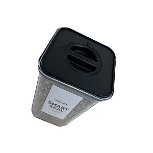 Neoflam Airtight Smart Seal Food Storage Container (Set of 3) | Crystal Clear Body, Matte Black Lid | Modular, Stackable, Nestable Design | Easy to Clean, BPA Free (Square, 1.4L)