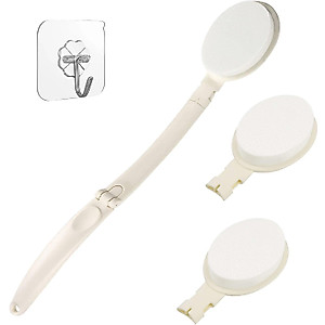 LFJ Lotion Applicator with Long Curved Handle for Back,Legs,Feet Self Application of Sunscreen, Sunless Self-Tanning, Skin Cream, Acne