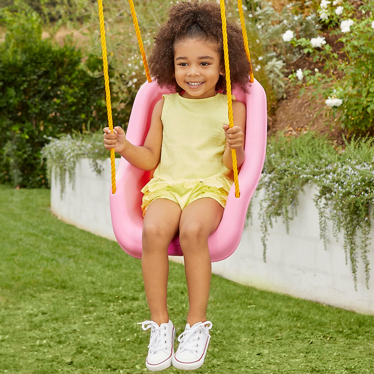 Little Tikes Snug 'n Secure Pink Swing with Adjustable Straps, 2-in-1 for Baby and Toddlers Ages 9 Months - 4 Years