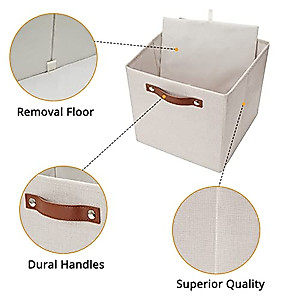 DULLEMELO Baskets for Cube Storage, Toys, Office, Closet Storage Cubes Foldable for Book,Bedroom,Fabric Storage Bin with Handles(Beige,11"x11"x11",6-Pack)
