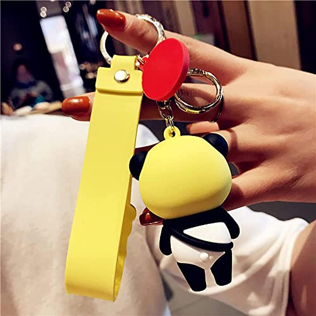 HSYHERE Men Women Boys Girls Rubber Cute PVC Panda Keychain Creative New Year Gift Bag Animal Football blue