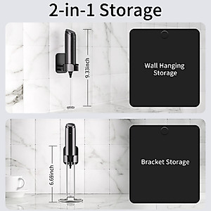 Milk Frother Handheld, BGFOX Drink Mixer Electric Handheld with Stainless Steel Stand, Rechargeable Frother for Coffee for Cappuccino, Latte, Protein Powder, Hot Chocolate, Matcha, Black