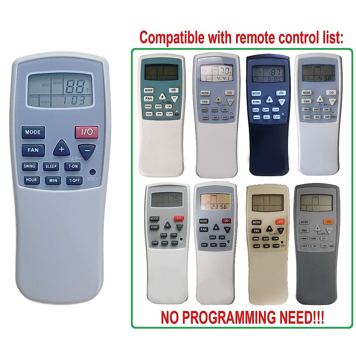 YING RAY Replacement for Soleus Air Air Conditioner Remote Control HCB-P13HP-D HCB-R135-A-ID HCB-R135-A-OD FE-08BA EL-PAC-08E9 SE-PAC-08E9 KY-80E9