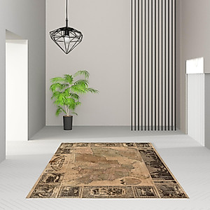 DURAGS Retro Nostalgic World Map Nautical Chart Area Rugs 4x6ft/48x72in/120x180cm, Large Area Rugs for Living Room, Indoor, Outdoor Area Rug for Welcome Door Mat, Front Porch,Kitchen,Bathroom