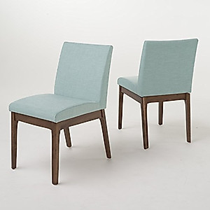 Christopher Knight Home Kwame Fabric / Walnut Finish Dining Chairs, 2-Pcs Set, Mint