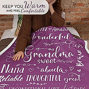 SIMORAS Grandma Blanket with Sleep Mask, Socks and Gift Box - Grandma Throw Blanket for Christmas, Mothers Day - Grandma Gifts for Grandmother Birthday - Fleece Blanket, Purple 60" x 50"