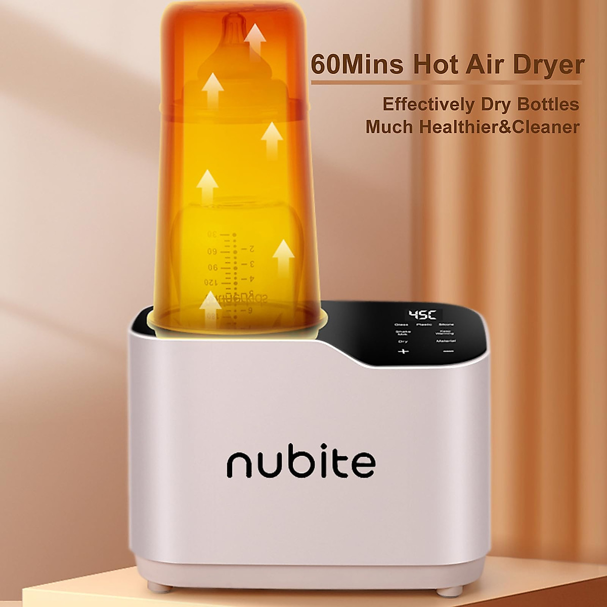 Waterless Baby Bottle Shaker, Baby Milk Warmer Portable 48H Constant Keep Warming for Breastmilk or Formula, Rotary Electric Feeding Mixer Powder, Baby Bottle Dryer with Accurate Temperature Control