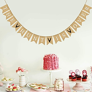 The Hunt is Over Banner Burlap Bunting Banner Garland Flags for Hunting Festival Party Decorations