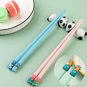 3 Pairs Family Reusable Cute Animal Chopsticks, Non-Slip Hotel/ Restaurant Chop Sticks, Chinese Japanese Korean ChopStick Christmas & Birthday Gift Set, Multicolor Cute Dinosaurs-A