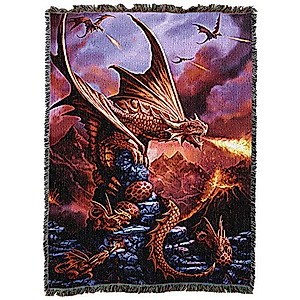 Pure Country Weavers Fire Dragon Blanket by Anne Stokes Age of Dragons Collection - Gift Fantasy Tapestry Throw Woven from Cotton - Made in The USA (72x54)