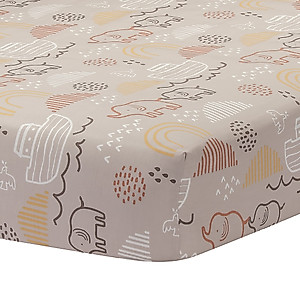 Lambs & Ivy Baby Noah Taupe Elephant/Ark/Rainbow 100% Cotton Fitted Crib Sheet