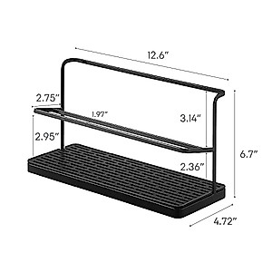 Yamazaki Home Tower Countertop Two Tier Bottle Drying Rack, Wide Jug Storage Stand with Drainage Tray for Kitchen Counter for Glass Metal Or Plastic Bottles - Steel
