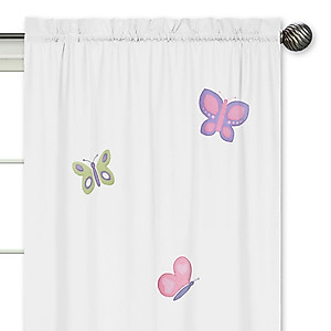 Sweet Jojo Designs Pink and Purple Butterfly Window Treatment Panel - Set of 2