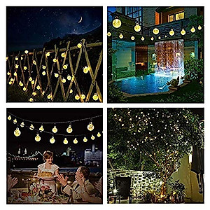 LINKUME Solar String Lights Garden, 24 Ft 30 Crystal Balls Waterproof LED Fairy Lights, 8 Modes Outdoor Solar Powered Lights, Decorative Lighting for Home, Garden, Party, Festival