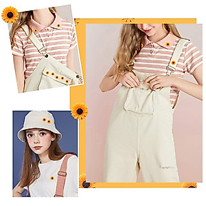 Joyci 10-Pack Women Brooch Lapel Pins Novelty Sunflower Daisy Safety Push Pin Buckle for Shirt Hat Cardigan Sweater Decorate Tie Tacks Pin Back Clutch (Sunflower)