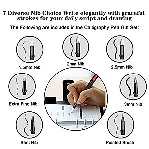GC QUILL Calligraphy Pens Set 64pcs - Calligraphy Fountain Pen Set with 3 Fountain Pens, 7 Varied Nibs, 54 Ink Cartridges(10 Colors) - Writing, Drawing and Calligraphy Practice for beginner GC-F354