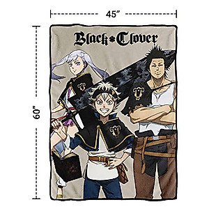 JUST FUNKY Black Clover Blanket, Fleece Throw Bed Blanket, 45 X 60 inches