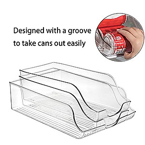 TOPZEA Set of 3 Refrigerator Organizer Bins, Clear Plastic Soda Can Organizer Wide Water Bottle Storage Bin, Fridge Drink Can Dispenser Canned Food Storage Bin for Freezer, Pantry, Cabinet