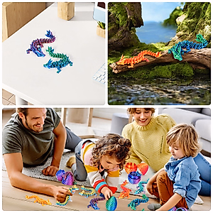 4PCS 3D Printed Easter Dragon Egg - Perfect Basket Essentials Stuffers, Prefilled Easter Eggs Filled with Toys, Articulated Crystal Dragon Fidget Toy Surprise 3D Printed Animals for Kid (4-Piece-C)