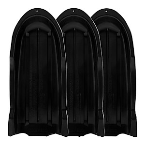 Superio Toboggan Snow Sleds for Kids and Adults, Pack of 3 46" Heavy Duty Plastic Open Back Sliders with Handles and Holes for Pull Ropes- (Ropes Excluded) Kid and Adult Winter Fun (Black)