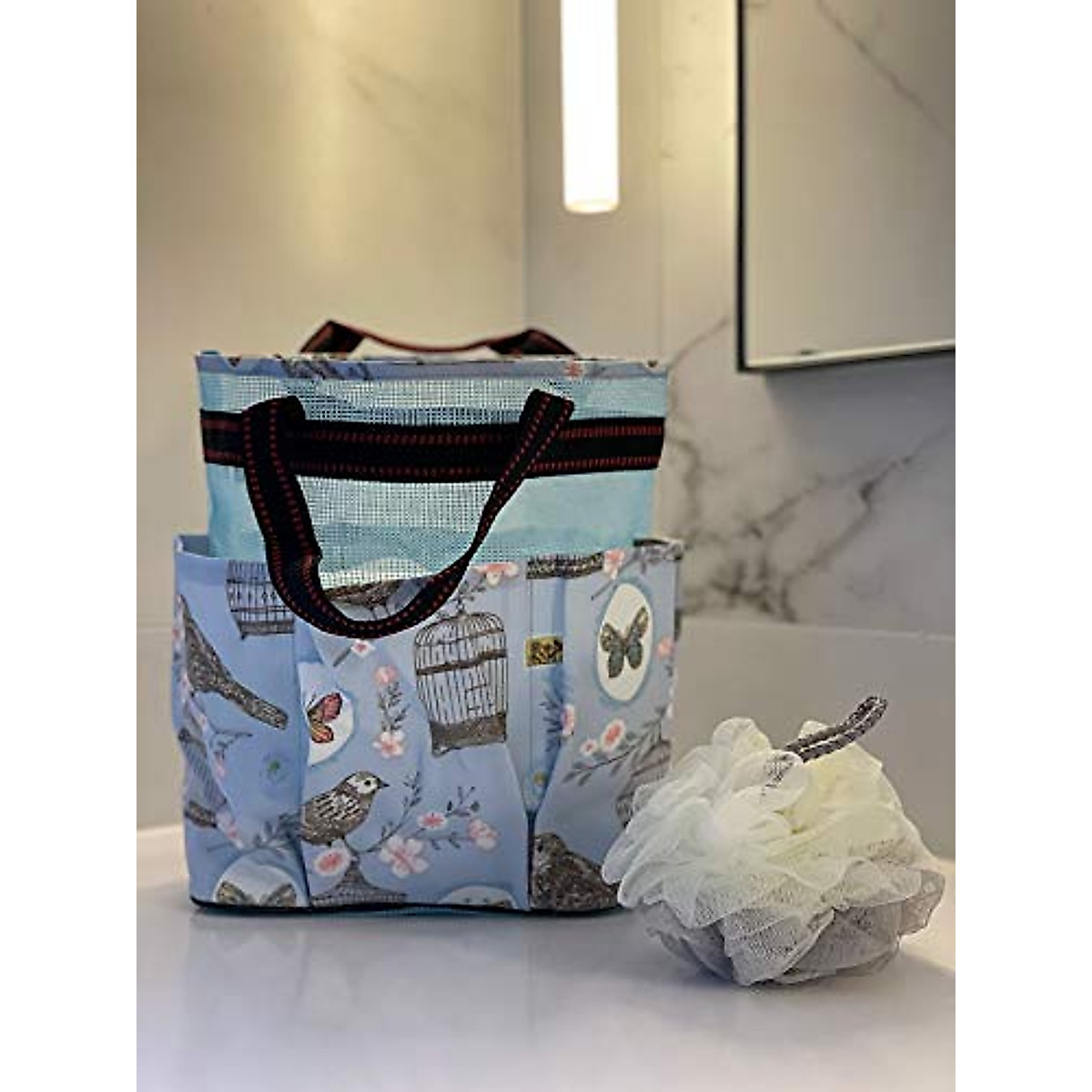 ROMYtendency Shower caddy, mesh shower tote bag, multi storage bath caddy with Shower ball set