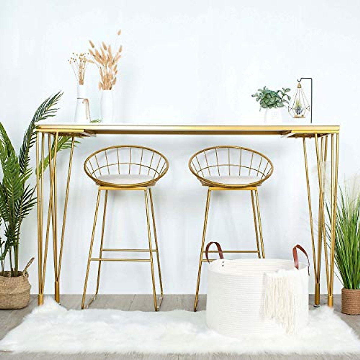 MINTWOOD Design Extra Large 20 x 13 Inches Decorative Cotton Rope Basket, Blanket Basket Living Room, Woven Laundry Basket, Storage Baskets Bin, Round Pillow Towel Basket with Long Handles, White