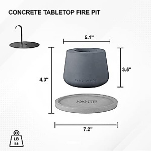 Kante Concrete Tabletop Fire Pit with 7.2" Light Gray Base, Ethanol Fire Pit for Indoor&Outdoor, Portable Rubbing Alcohol Tabletop Fire Bowl, Mini Fireplaces for Smores Maker (Round)