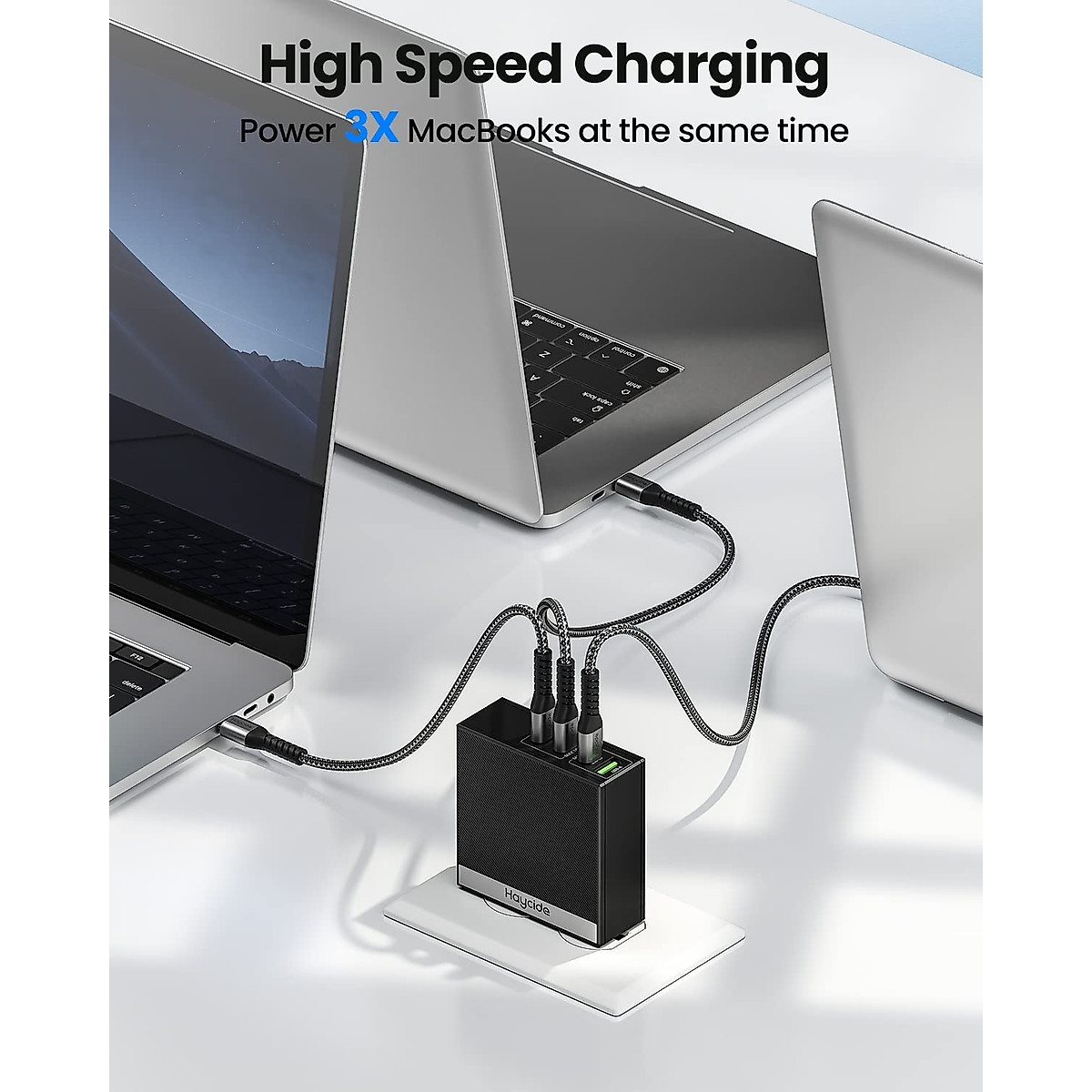 100W USB C Charger, Haycide 4 Port GaN Fast Wall Charger Adapter, Type C PD Charging Station Compatible with iPhone 13/13 pro max, MacBook Pro/Air, iPad, Laptop, Dell XPS, Samsung, and More