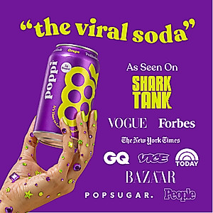 POPPI Sparkling Prebiotic Soda, Beverages w/Apple Cider Vinegar, Seltzer Water & Juice, Beach Party, 12oz (12 Pack) (Packaging May Vary)