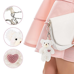 2pcs Plush Bear Keychain Teddy Bear Keychain Aniaml Key Ring Hanging Ornament Plush Stuffed Animal Car Key Holder for Girls Women