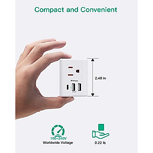 Outlet Extender Multi Plug Outlet - USB Wall Charger with 3 USB Ports (1 USB C), No Surge Protector Cruise Essentials for Ship and Travel, ETL Listed