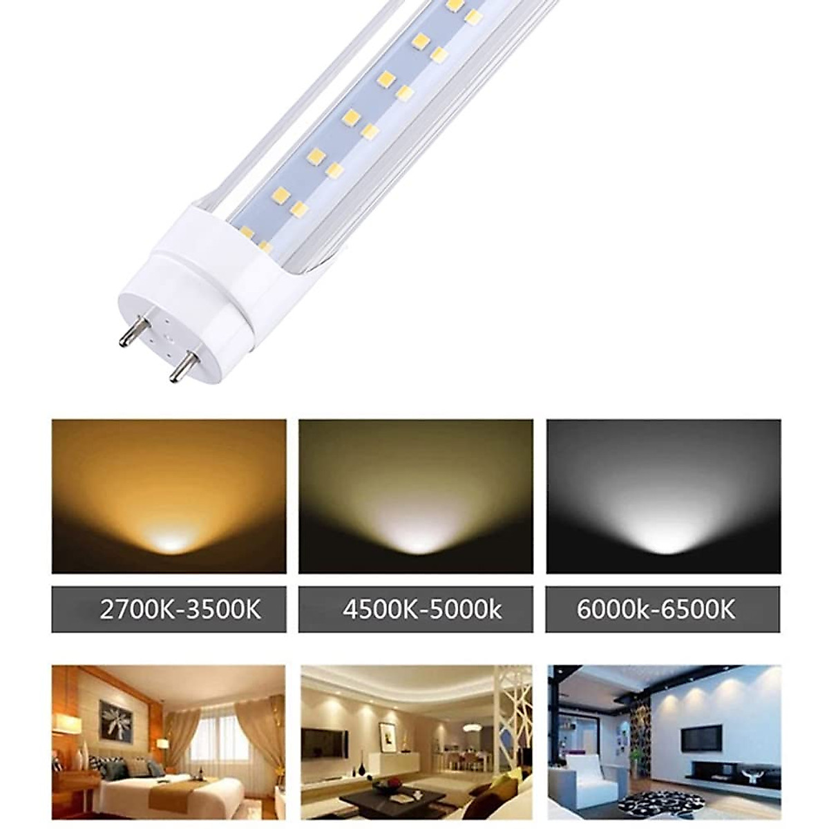 JOMITOP 28w Led Tube Light Bulb 4ft, Ballast Bypass Required,2pin G13 End 3360 Lumens, Day White 5000K, Replace 80W Fluorescent Light,Dual-End Powered Clear Cover AC 85-265V Pack of 4