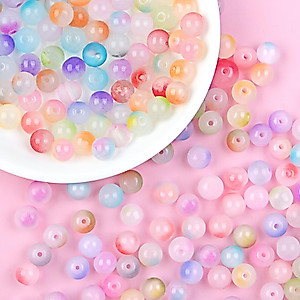 Acerich 700Pcs Glass Beads for Jewelry Making, 24 Color 8mm Glass Crystal Beads Friendship Bracelets Making Kit for DIY Earrings Necklaces Rings